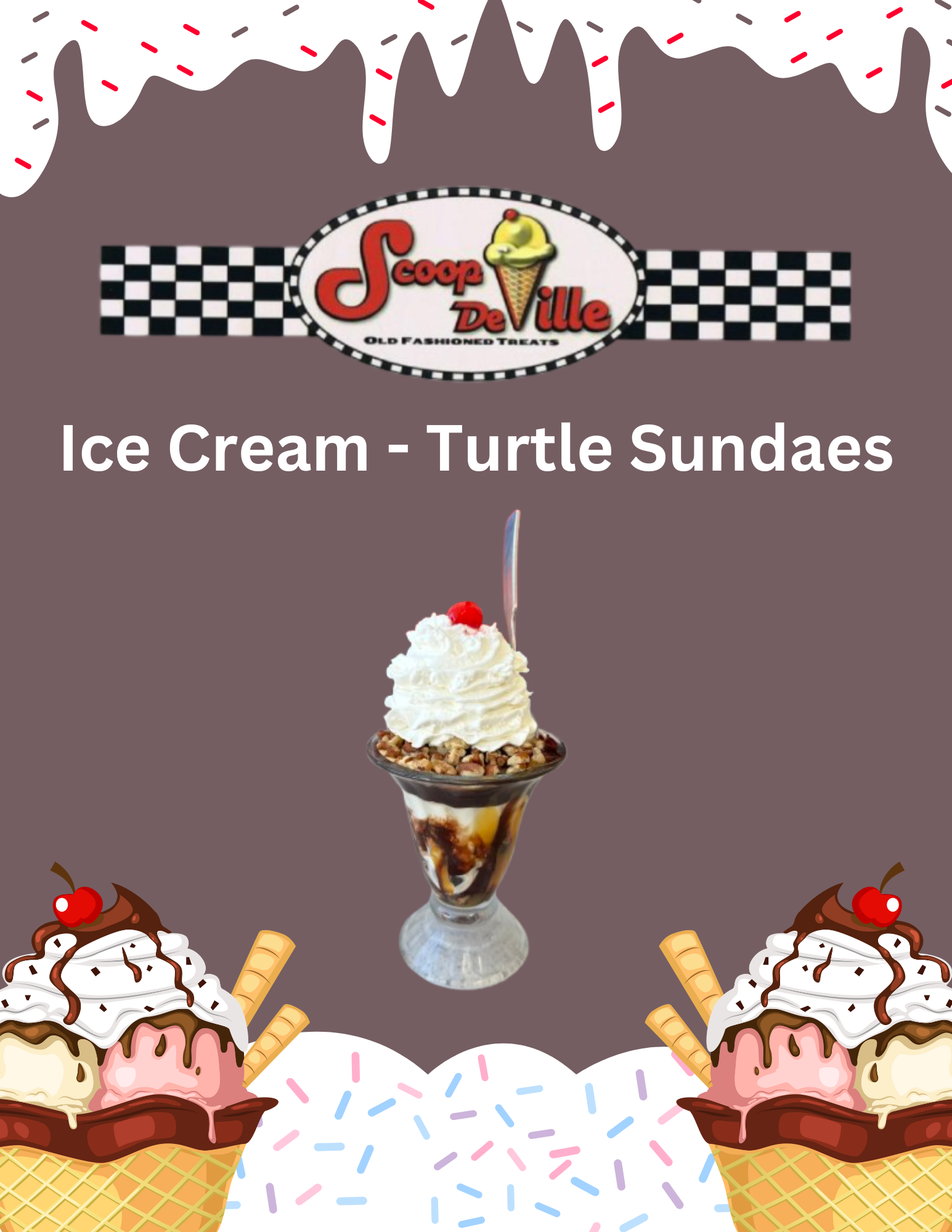 Turtle Sundae - 3 Scoops | Scoop DeVille